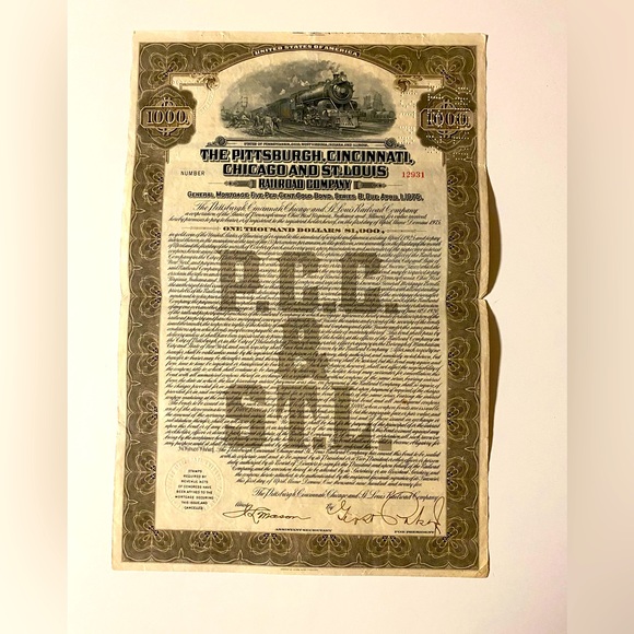 Other | Rare Vintage 1925 100 Railroad Engraved Stock Certificate | Poshmark